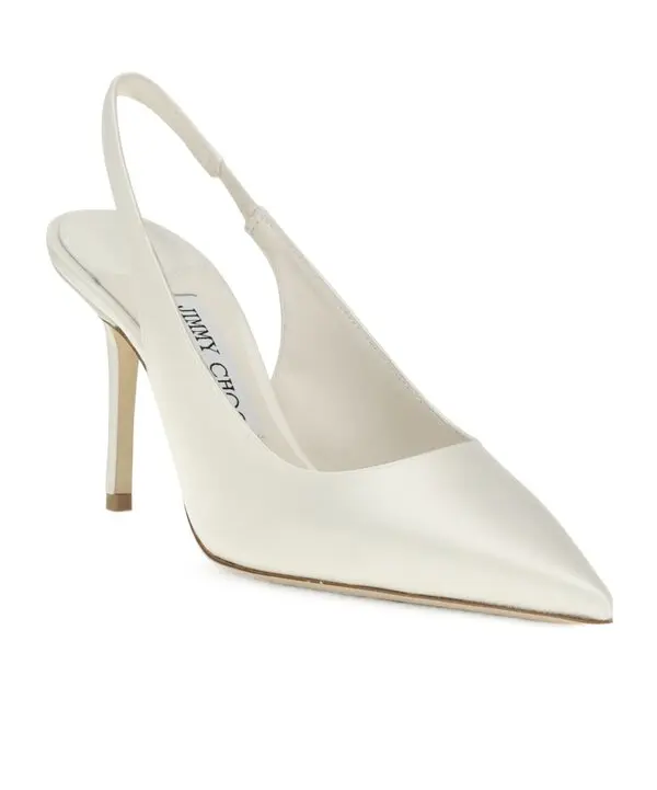 JIMMY CHOO Slingback Pointed Toe Pumps With Stiletto Heel - Ivory