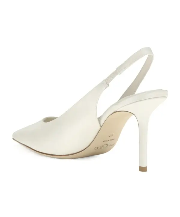 JIMMY CHOO Slingback Pointed Toe Pumps With Stiletto Heel - Ivory