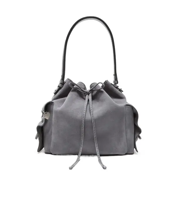 Acne Studios Ruffled Leather Shoulder Bag - Cold Grey