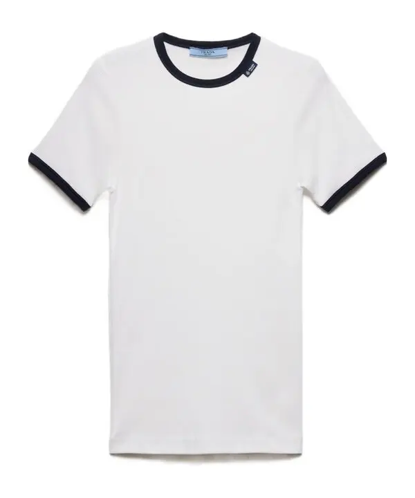 Prada Ribbed Knit Top With Logo Label