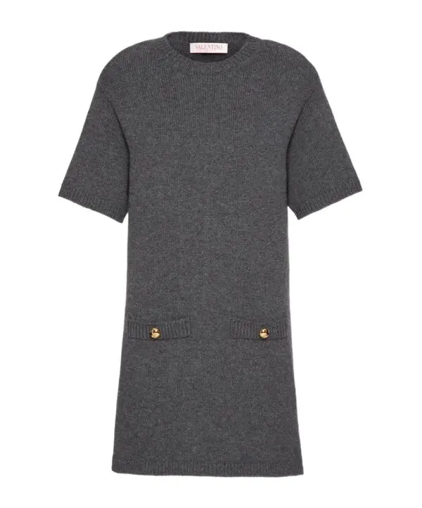 Valentino Garavani Short-sleeved Knit Dress - Gray/mixed Color