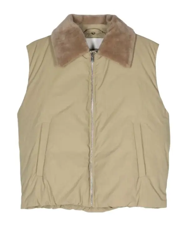 Nanushka Fleece-collar Padded Gilet - Nude