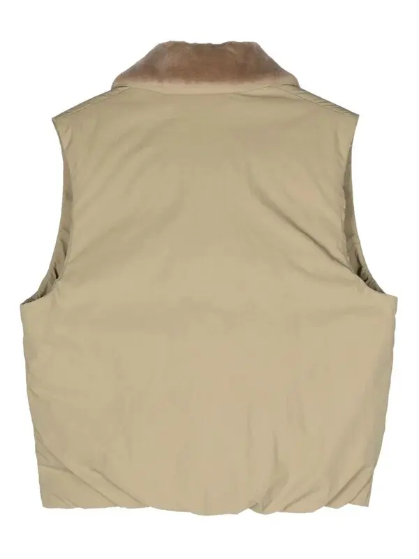 Nanushka Fleece-collar Padded Gilet - Nude