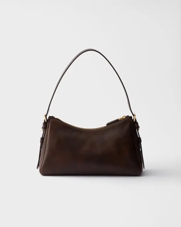 Prada Aimée Medium Leather Shoulder Bag - Cocoa Brown