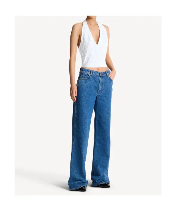 Balmain Quilted Knit Halterneck Top - White