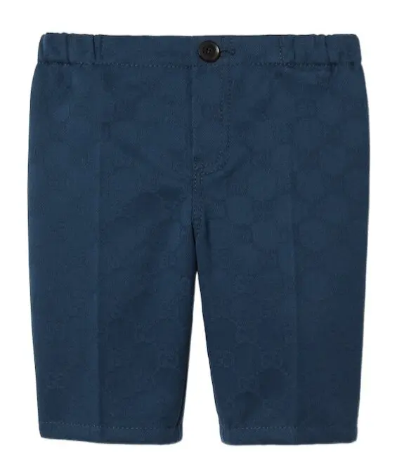 Gucci Baby Gg Cotton Pants With Web - Dark Blue
