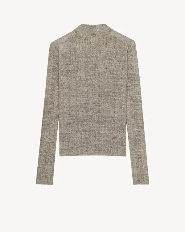 Saint Laurent Polo In Ribbed Stretch Linen