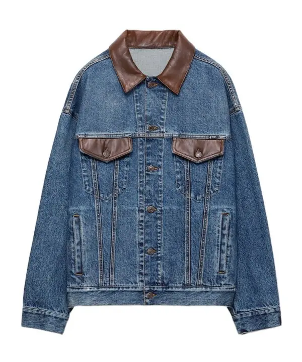 Prada Denim Jacket With Leather Details