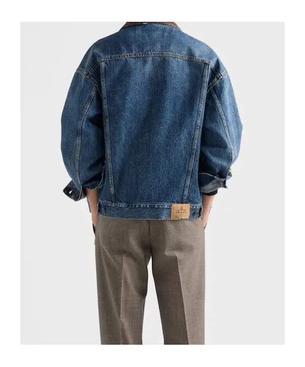 Prada Denim Jacket With Leather Details