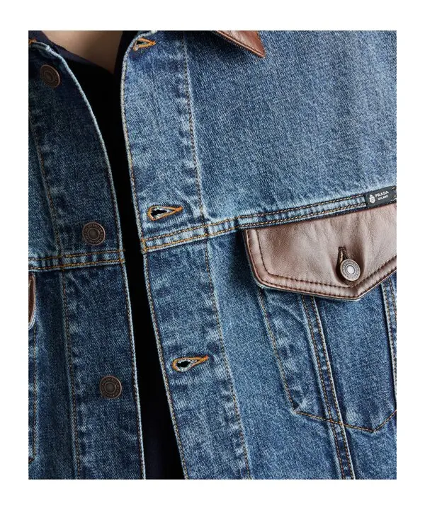 Prada Denim Jacket With Leather Details