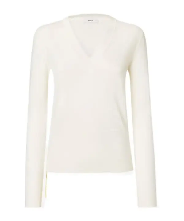 Fendi Slim Fit Jumper With Embroidered Logo And Contrast Stitching - No