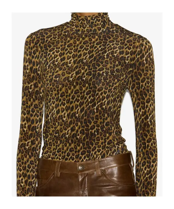 Isabel Marant Étoile Joyela Leopard Print Turtleneck Top