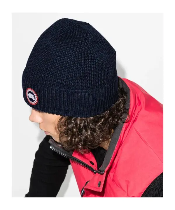 Canada Goose Ribbed Logo-patch Beanie