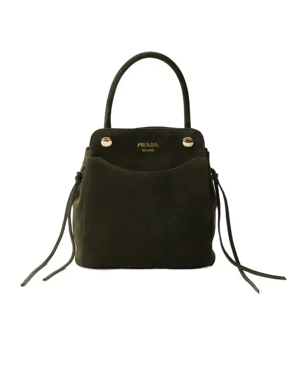 Prada Carry Mini Suede Handbag - Forest