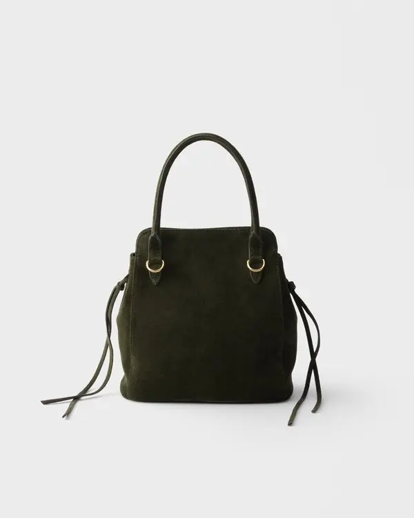 Prada Carry Mini Suede Handbag - Forest