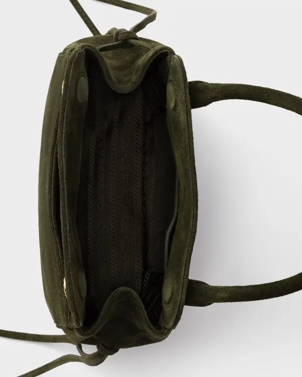 Prada Carry Mini Suede Handbag - Forest