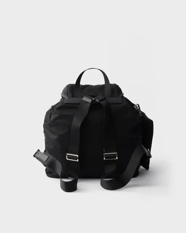 Prada Medium Quilted Re-nylon Backpack With Saffiano Leather Trim - Black