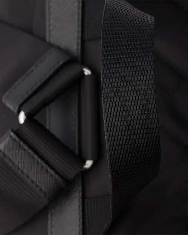 Prada Medium Quilted Re-nylon Backpack With Saffiano Leather Trim - Black