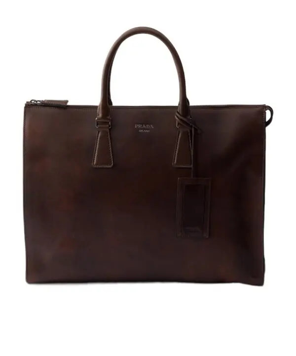 Prada Leather Tote Bag - Cocoa Brown