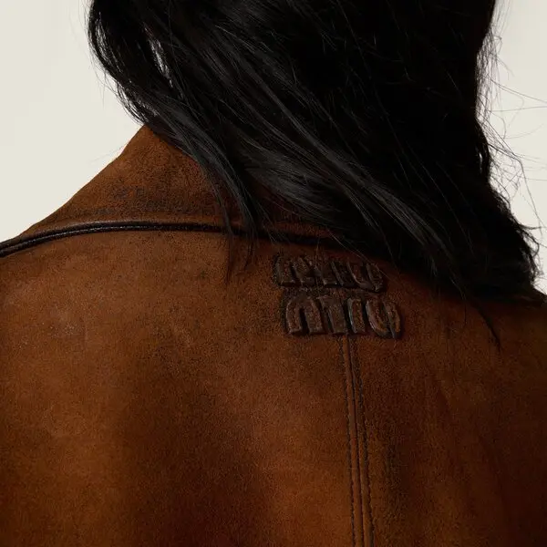 Miu Miu Double-breasted Waxed Suede Caban Jacket