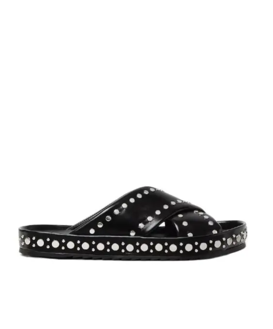 Fendi Leather Slides With Stud Embellishments