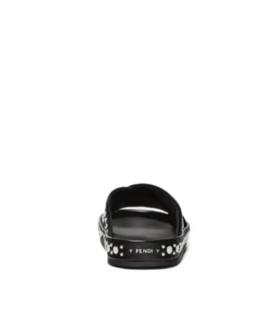 Fendi Leather Slides With Stud Embellishments