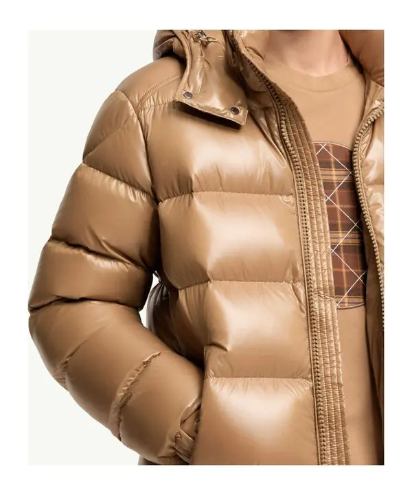 Moncler Maya Hooded Short Down Jacket - Beige