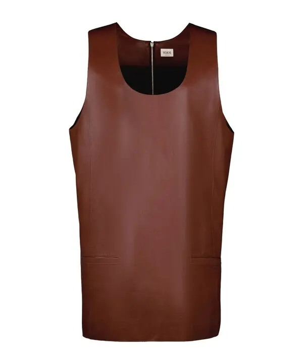 TOD'S Sleeveless Round Neck Dress - Brown