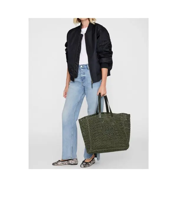 ANINE BING Woven Tote Bag With Embossed Logo - Black