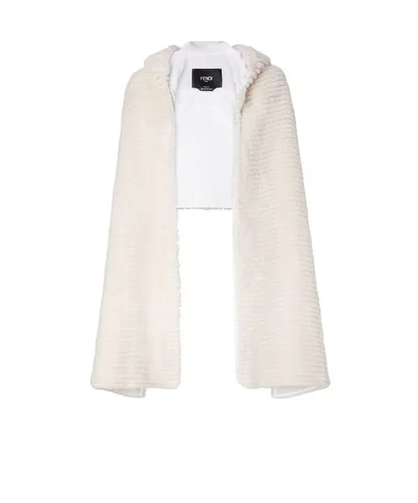 Fendi Mink Scarf With Hood - White