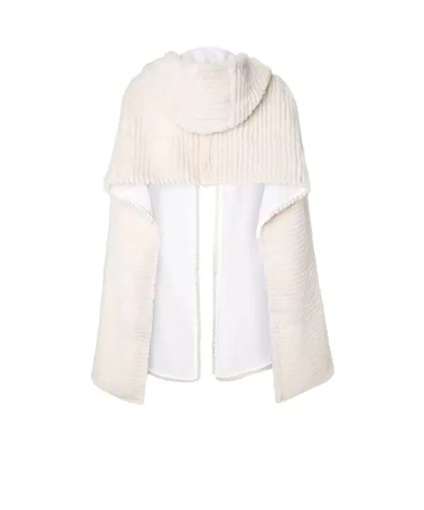 Fendi Mink Scarf With Hood - White