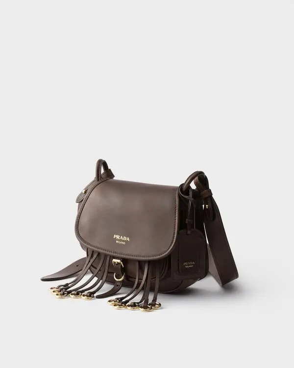 Prada Corsaire Aged Leather Mini Shoulder Bag - Cocoa Brown