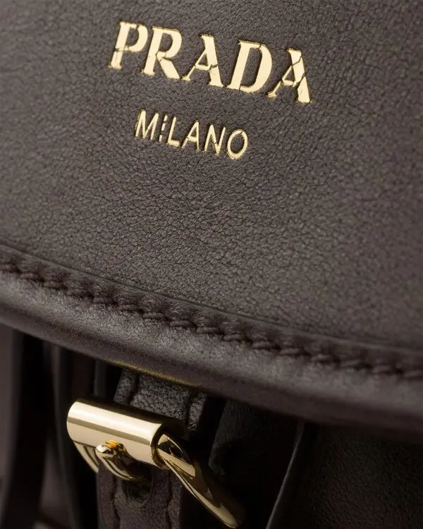 Prada Corsaire Aged Leather Mini Shoulder Bag - Cocoa Brown