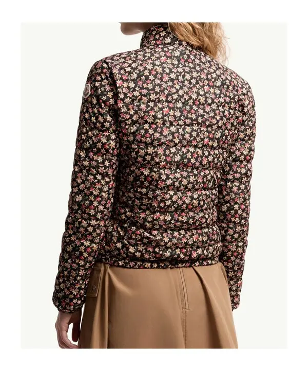 Moncler Florlans Packable Down Jacket With Floral Print - Black