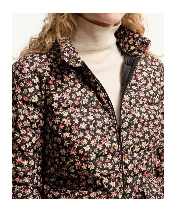 Moncler Florlans Packable Down Jacket With Floral Print - Black