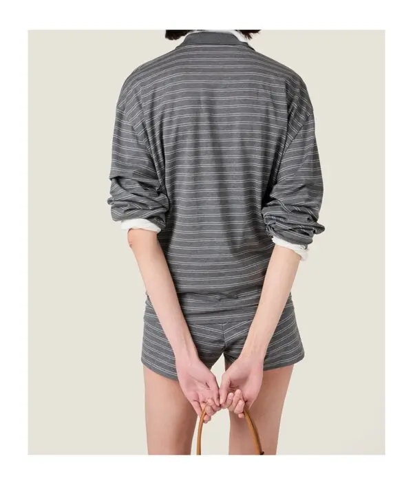 Miu Miu Cotton Jersey Polo Shirt With Striped Pattern