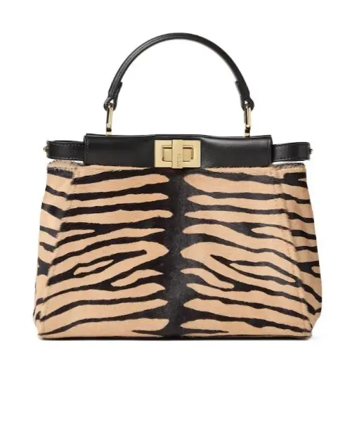 Fendi Tiger-print Cavallino Leather Bag - Nude