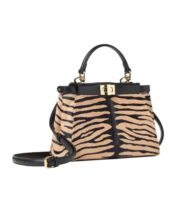 Fendi Tiger-print Cavallino Leather Bag - Nude