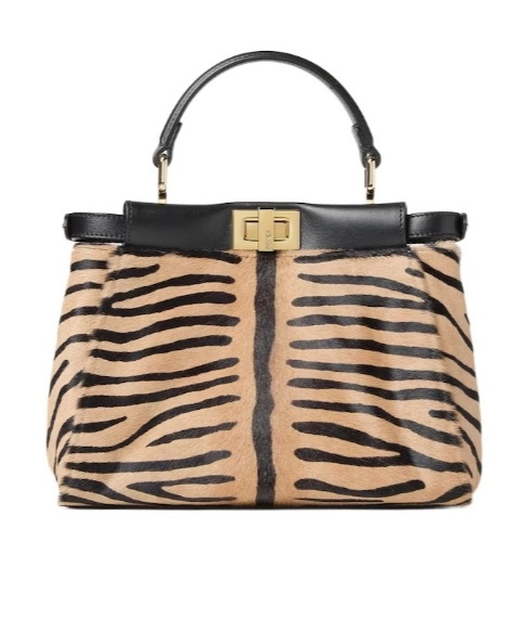Fendi Tiger-print Cavallino Leather Bag - Nude