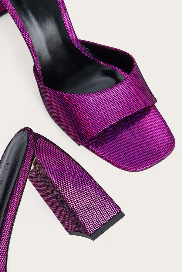 By Far Michel Glitter Accented Slip-on High Heel Sandals