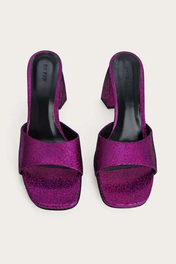 By Far Michel Glitter Accented Slip-on High Heel Sandals