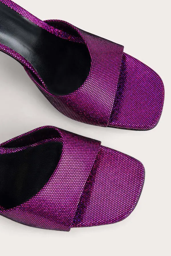 By Far Michel Glitter Accented Slip-on High Heel Sandals