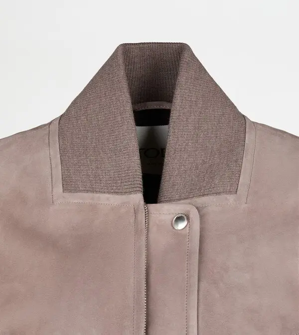 TOD'S Suede Leather Bomber Jacket