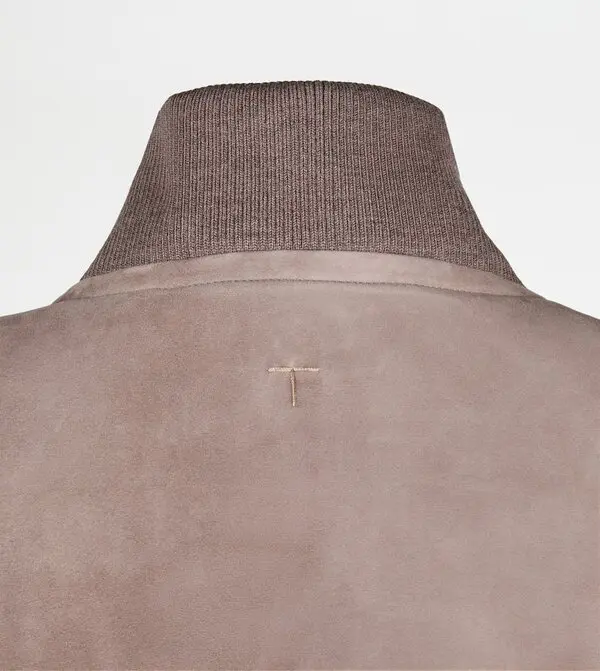 TOD'S Suede Leather Bomber Jacket