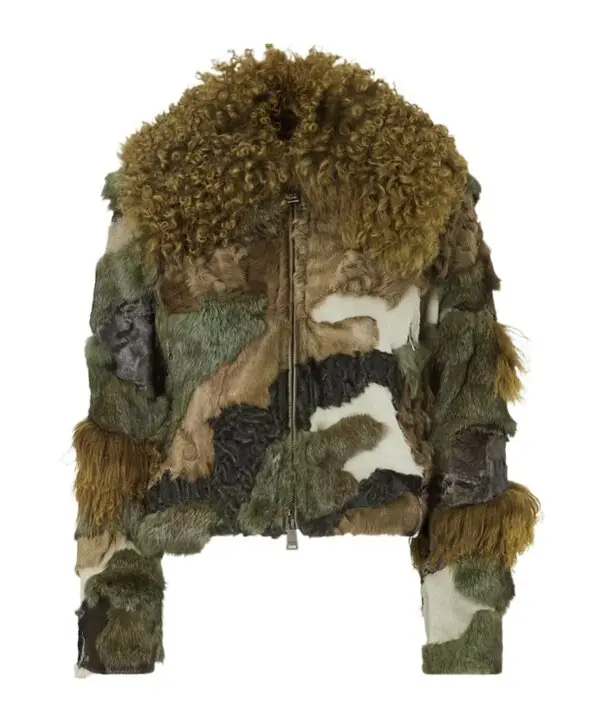 Fendi Patchwork Shearling Blouson With Magnolia Shearling Collar
