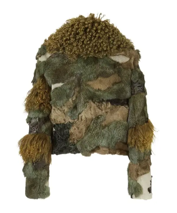 Fendi Patchwork Shearling Blouson With Magnolia Shearling Collar