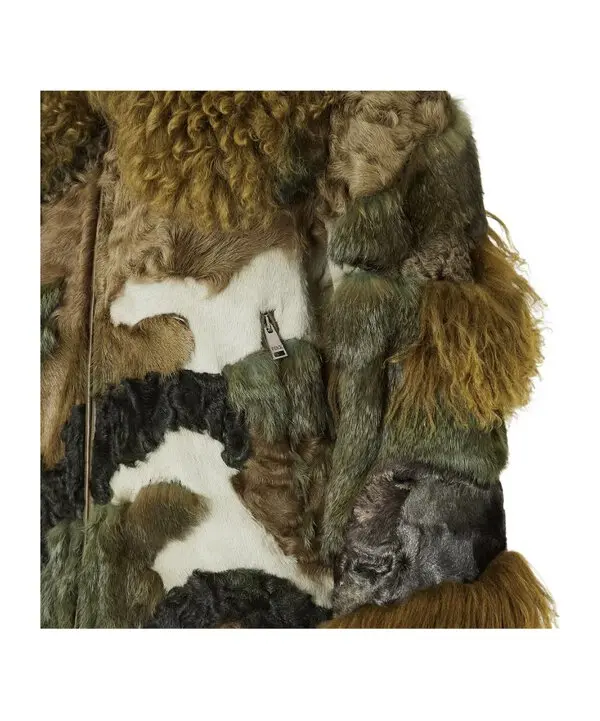 Fendi Patchwork Shearling Blouson With Magnolia Shearling Collar