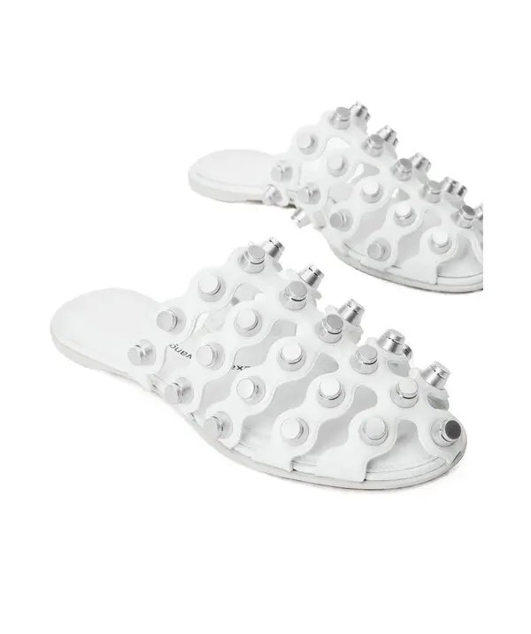 Alexander Wang Rexa Cage Slide Flats With Studded Detailing - White