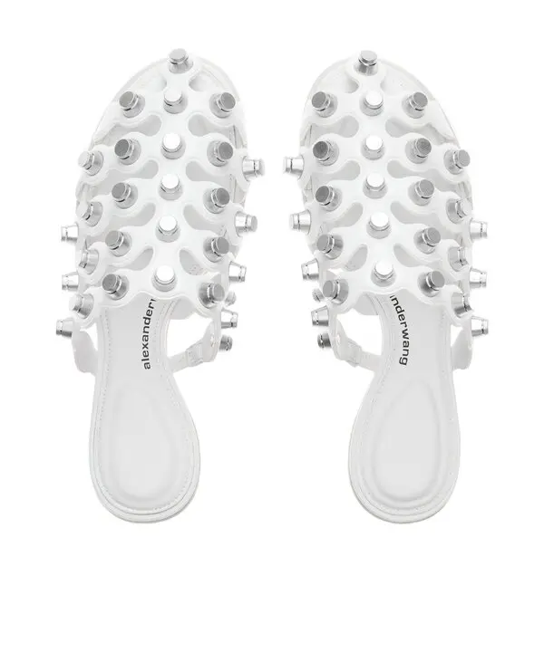 Alexander Wang Rexa Cage Slide Flats With Studded Detailing - White