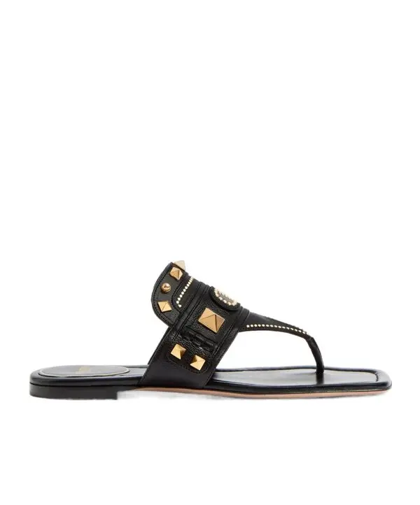 Valentino Garavani Rockstud Slip-on Flip Flops - Black